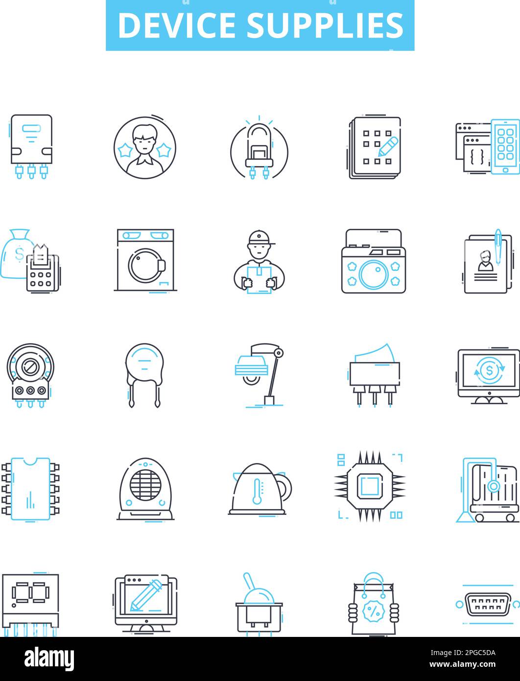 Device supplies vector line icons set. Device, Supplies, Accessories ...