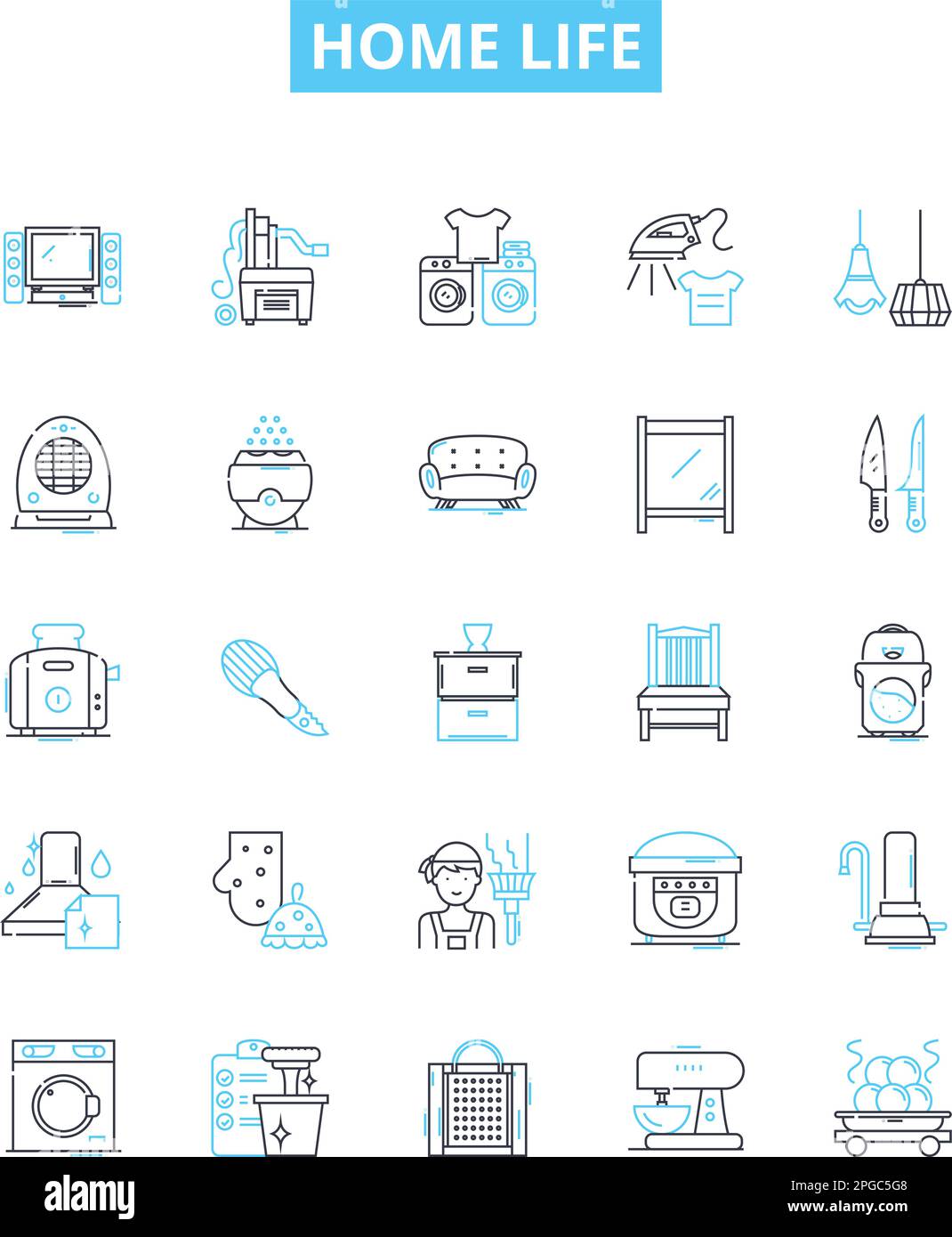 Home life vector line icons set. Residence, Family, Comfort ...
