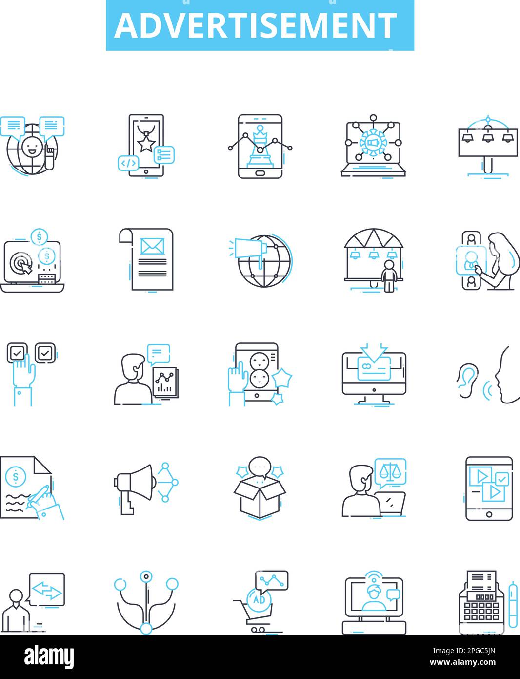 Advertisement vector line icons set. Ads, Promotion, Propaganda ...