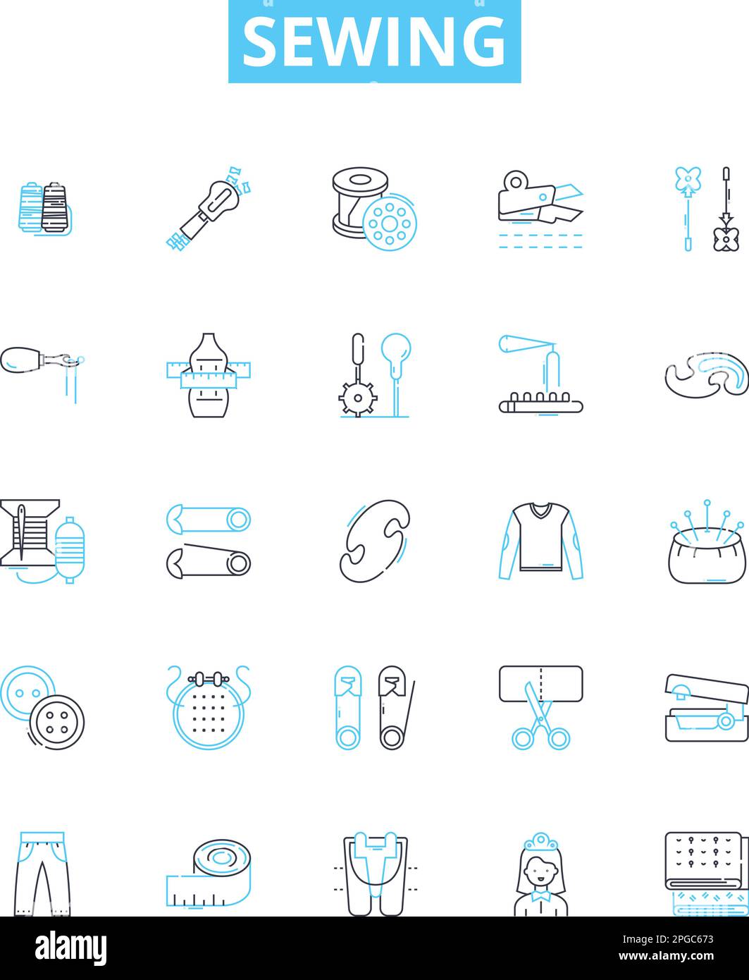 Sewing Vector Line Icons Set Needlework Seamstress Fabric Cutting