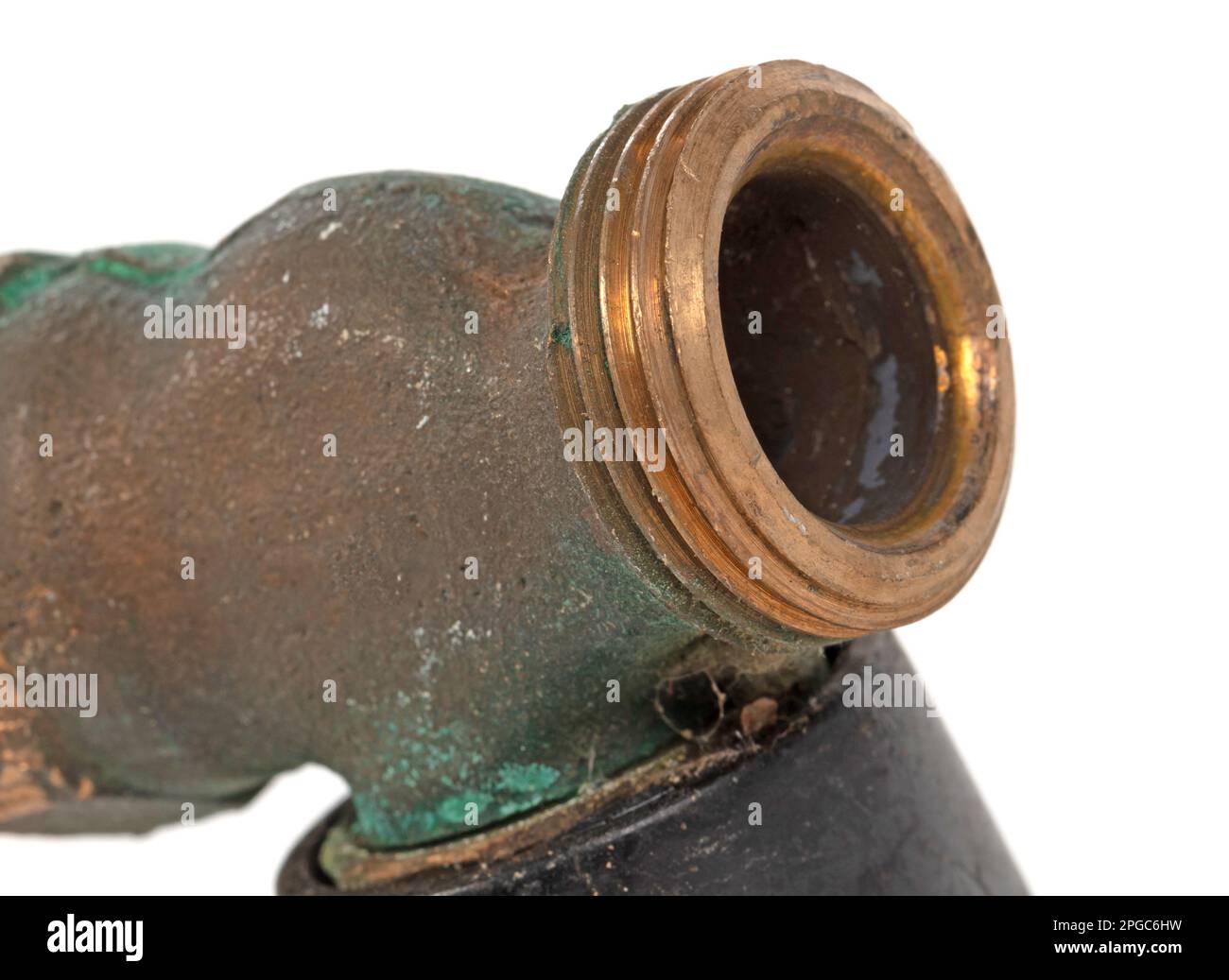 Brass fitting for plumbing pipes, old radiator knob, isolated on white ...