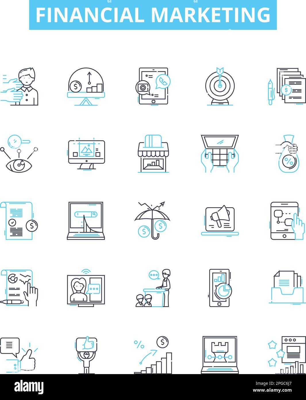 Financial marketing vector line icons set. Finance, Marketing, Money ...