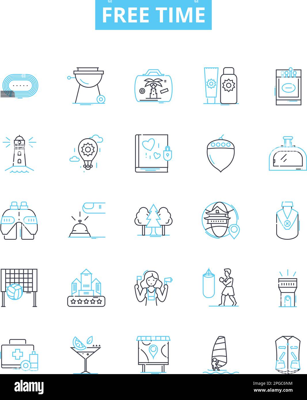 Free time vector line icons set. Leisure, Relaxation, Spare, Recreation ...