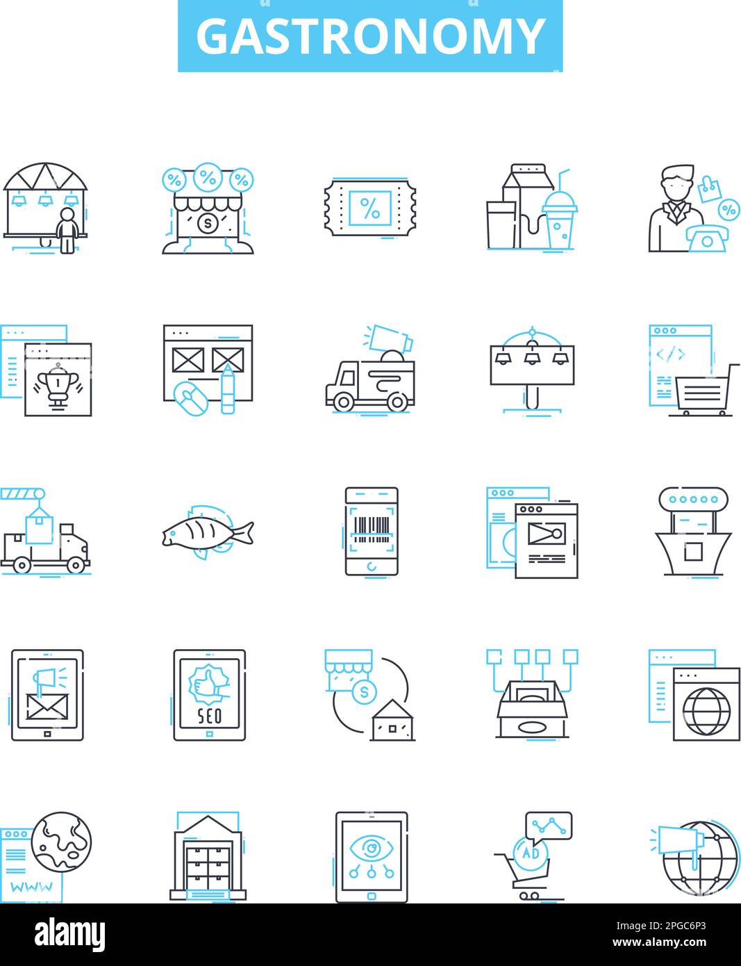 Gastronomy vector line icons set. Dining, Eating, Cuisine, Gastronomy ...