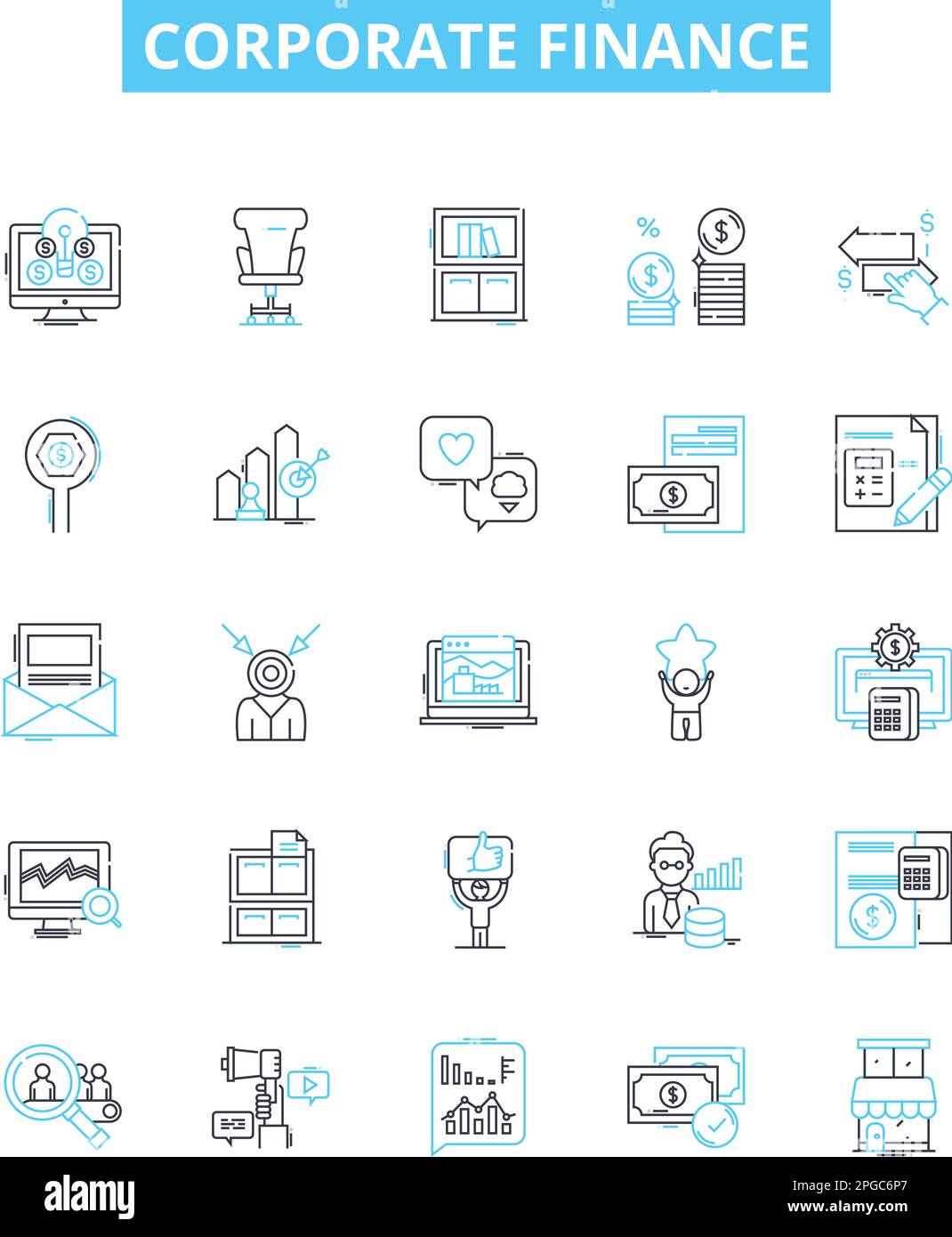 Corporate finance vector line icons set. Accounting, Wealth, Investment ...