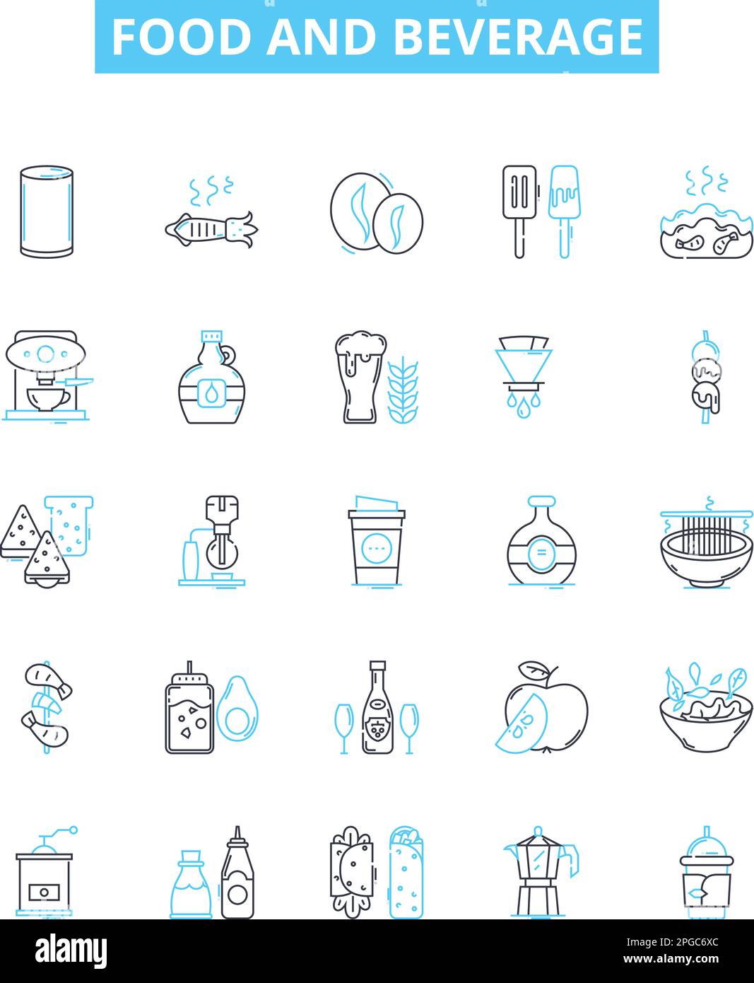 Food and beverage vector line icons set. Cuisine, Drink, Food, Beverage ...