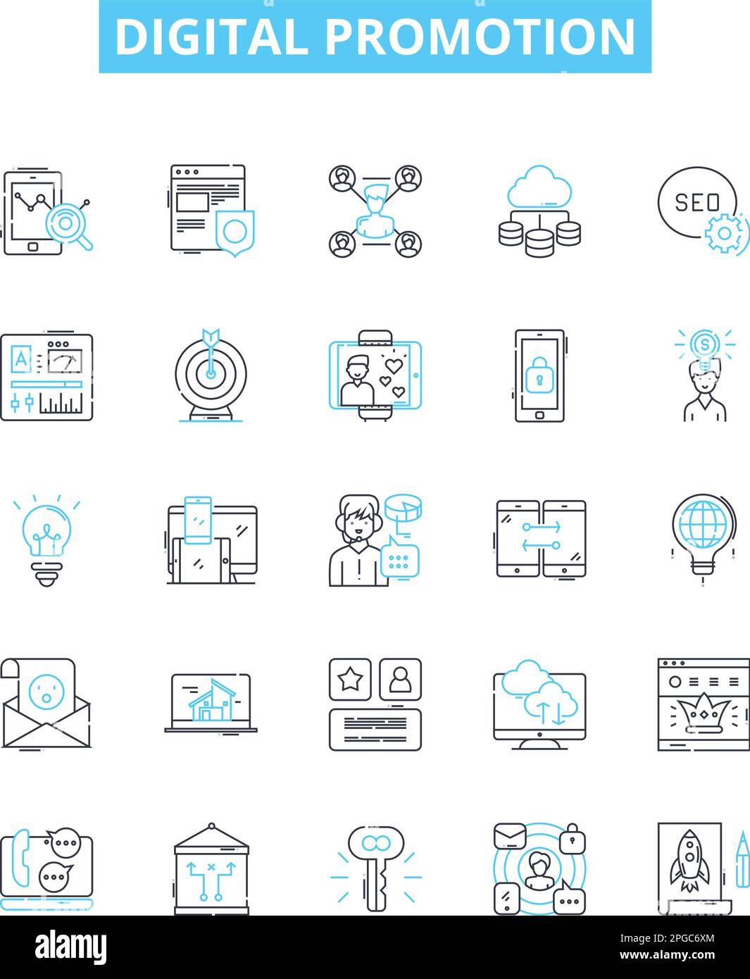 Digital promotion vector line icons set. Digital, Promotion, SEO, SEM ...