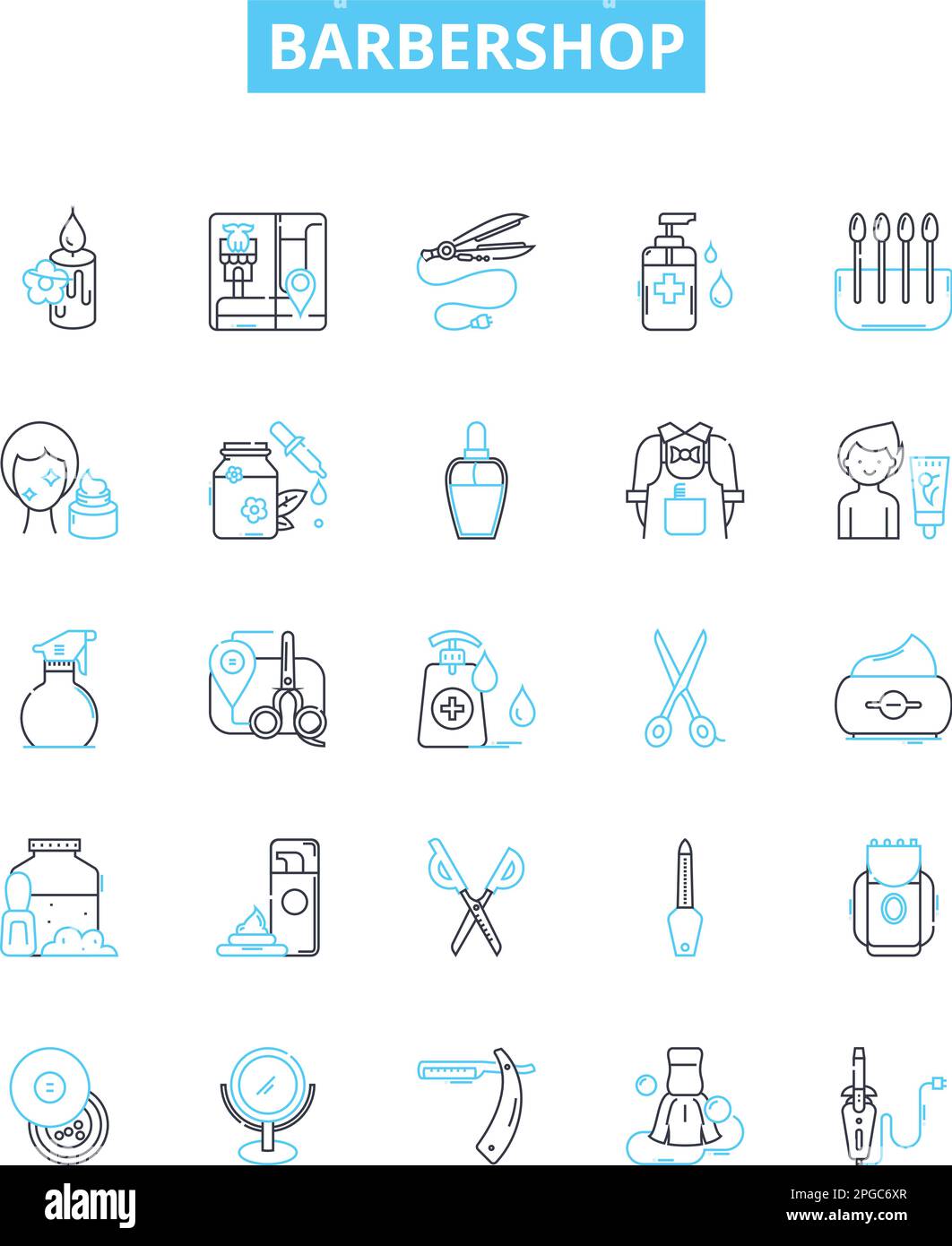 Barbershop vector line icons set. Barber, Haircut, Shave, Salon, Beard ...
