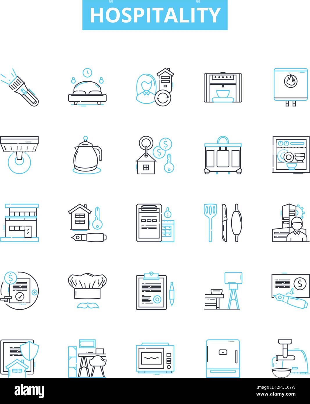Hospitality vector line icons set. hospitality, accommodation, service ...