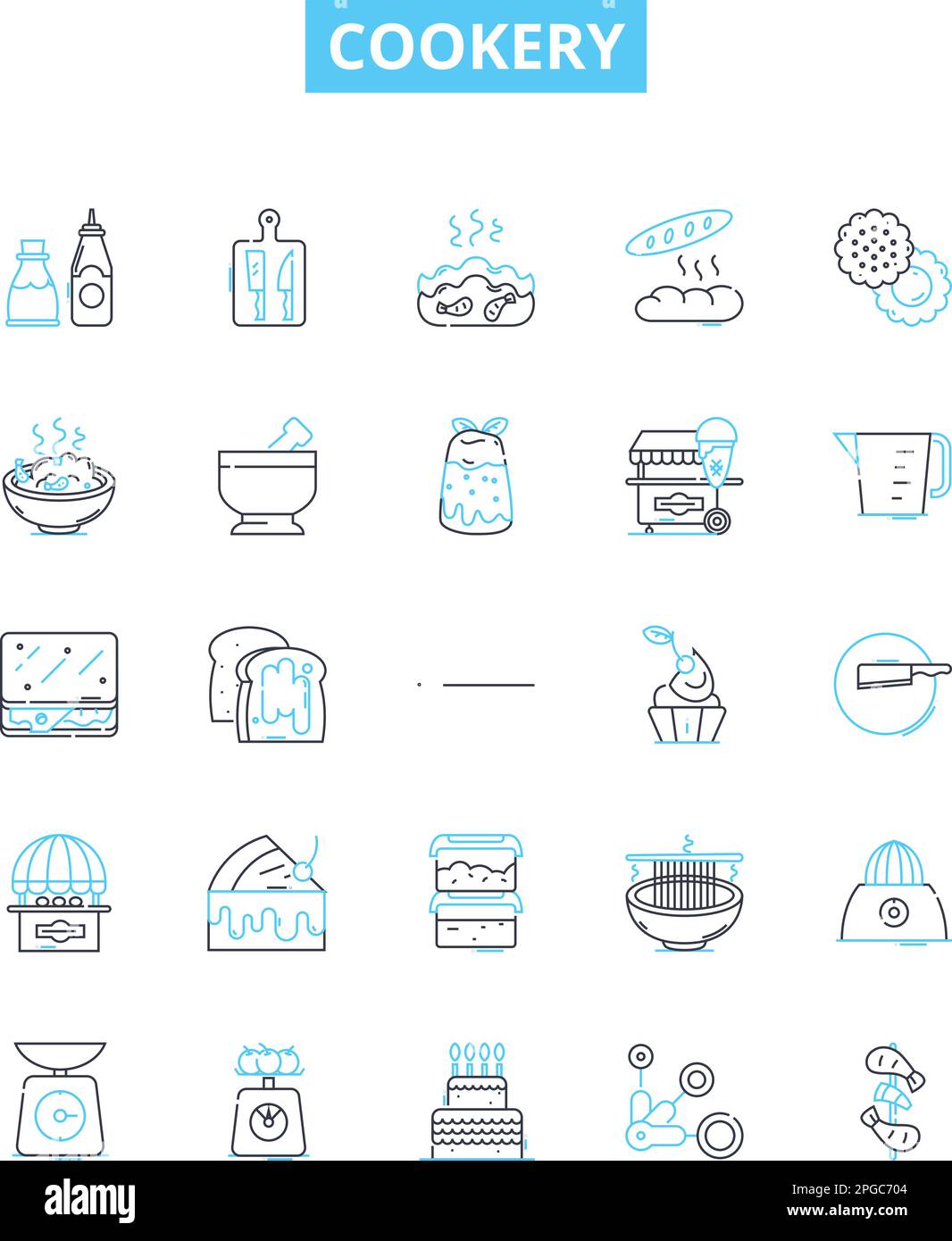 Cookery vector line icons set. Ingredients, Recipe, Measurement ...