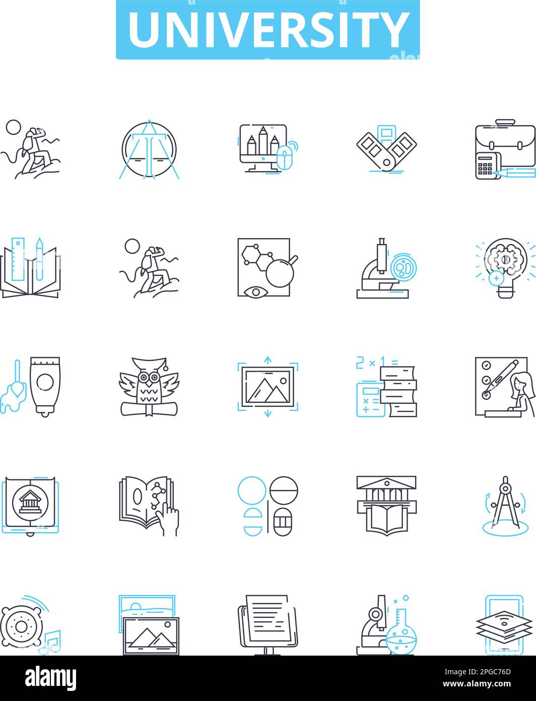 University vector line icons set. College, University, School, Higher-education, Campus ...