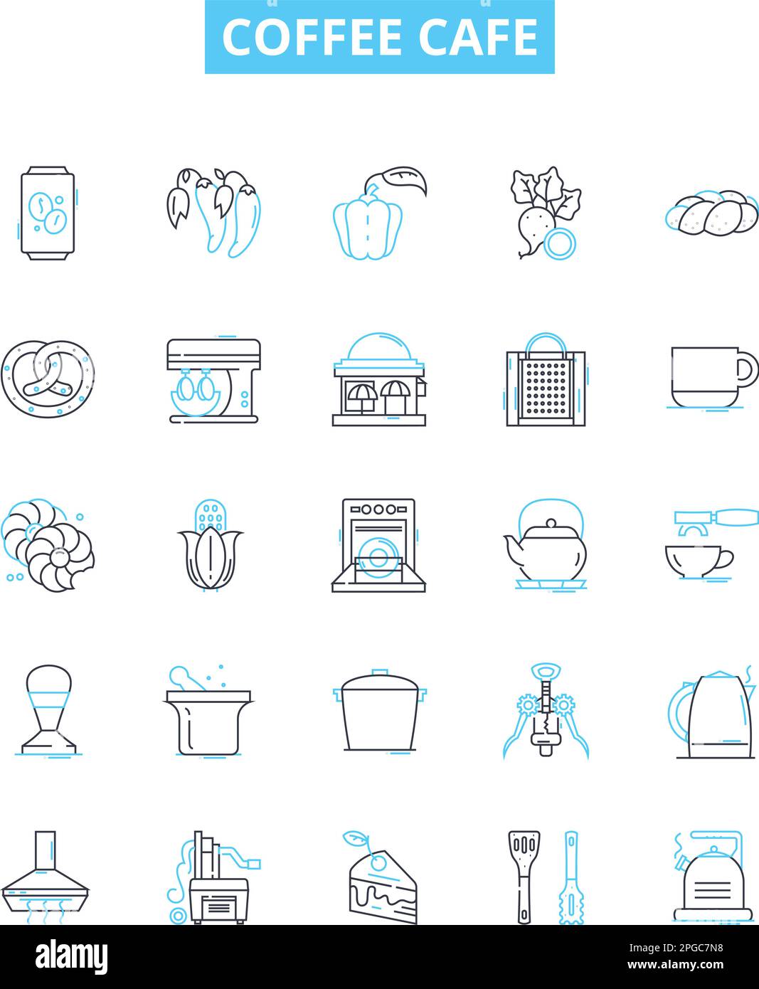 Coffee cafe vector line icons set. Coffee, Cafe, Espresso, Latte, Cappuccino, Mocha, Frappuccino ...