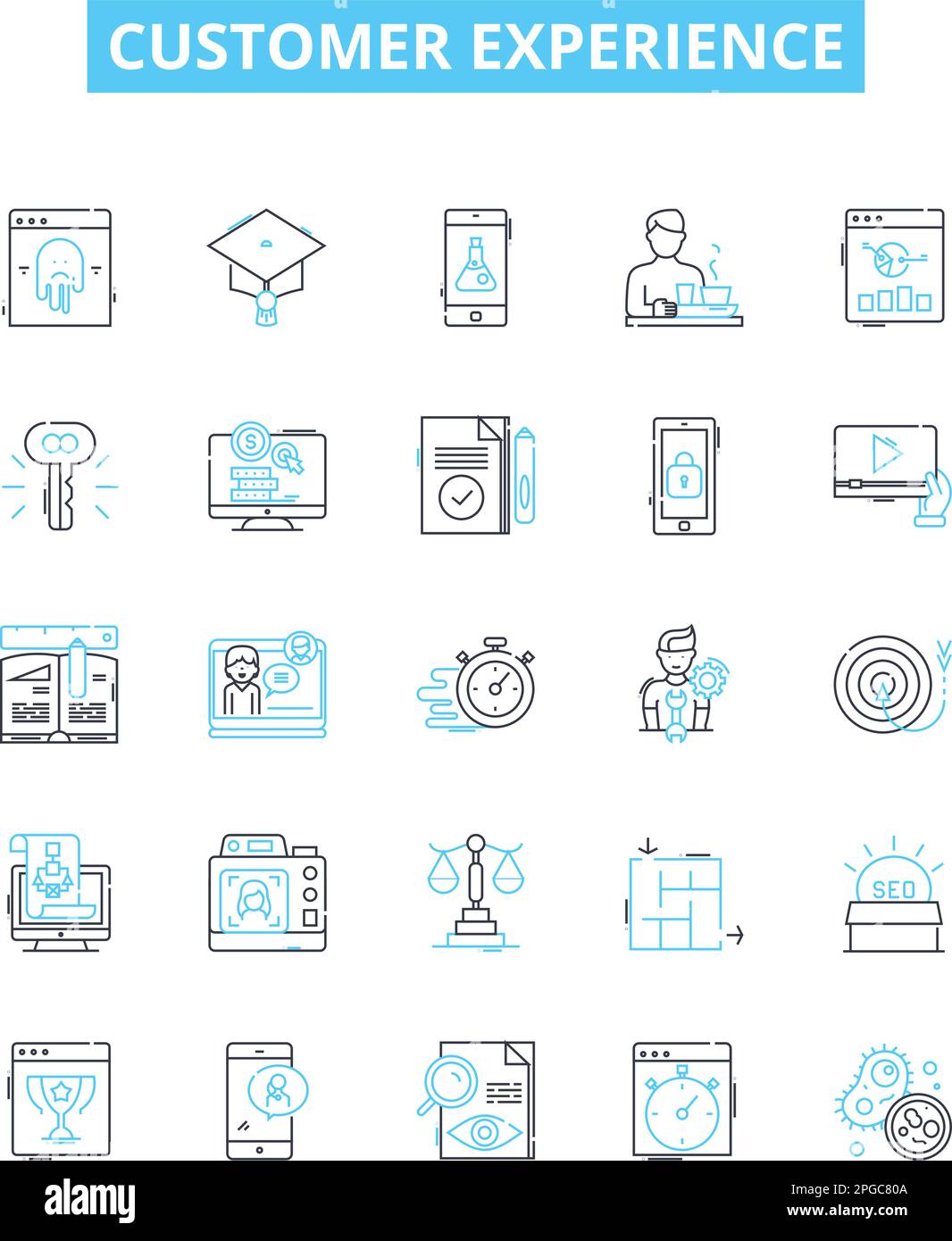 Customer experience vector line icons set. Customers, Experience ... Customer experience vector line icons set. Customers, Experience ...