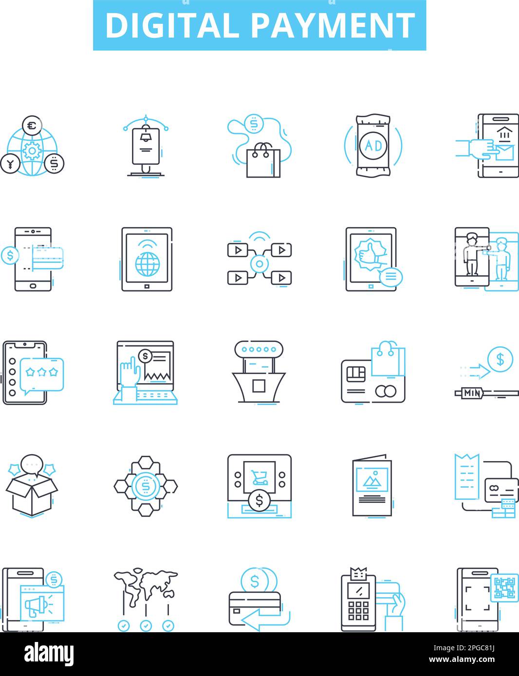 Digital payment vector line icons set. Digital, Payment, E-pay ...