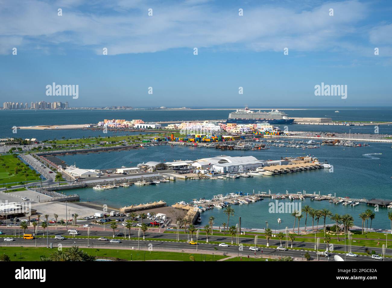 Aerial View of Mina District Doha Port Qat Stock Photo - Alamy