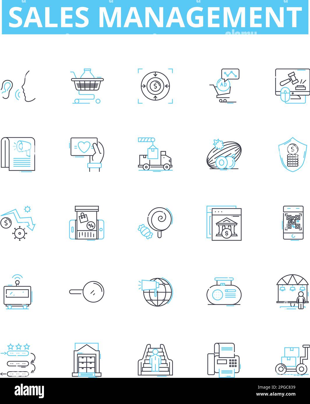 Sales Management Vector Line Icons Set Sales Management Process Crm