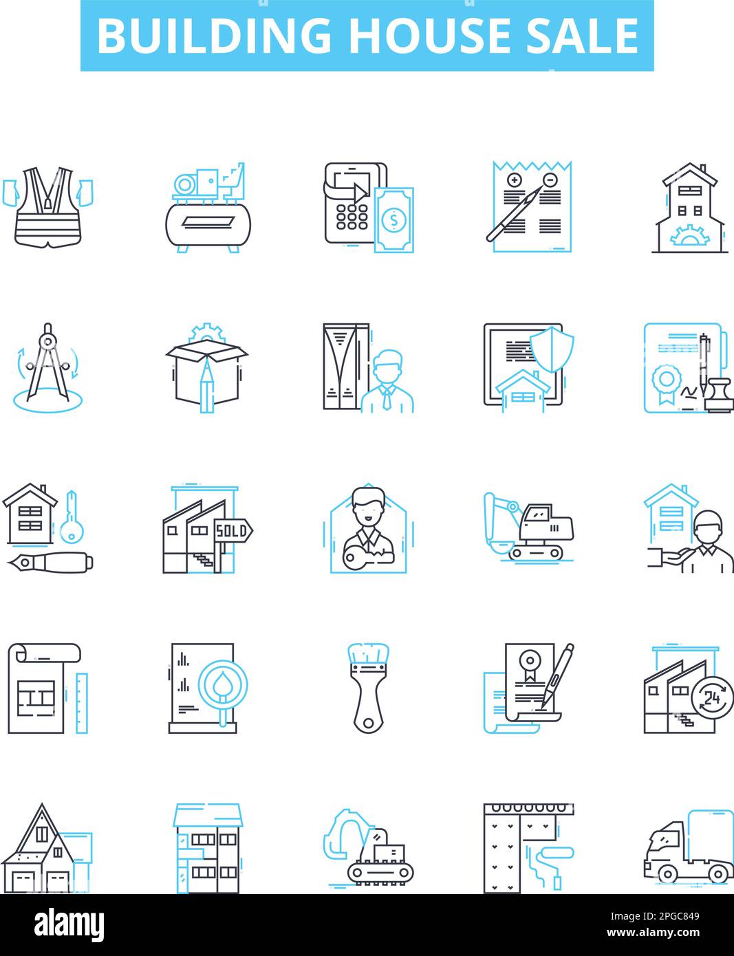 Building house sale vector line icons set. House, Building, Sale ...