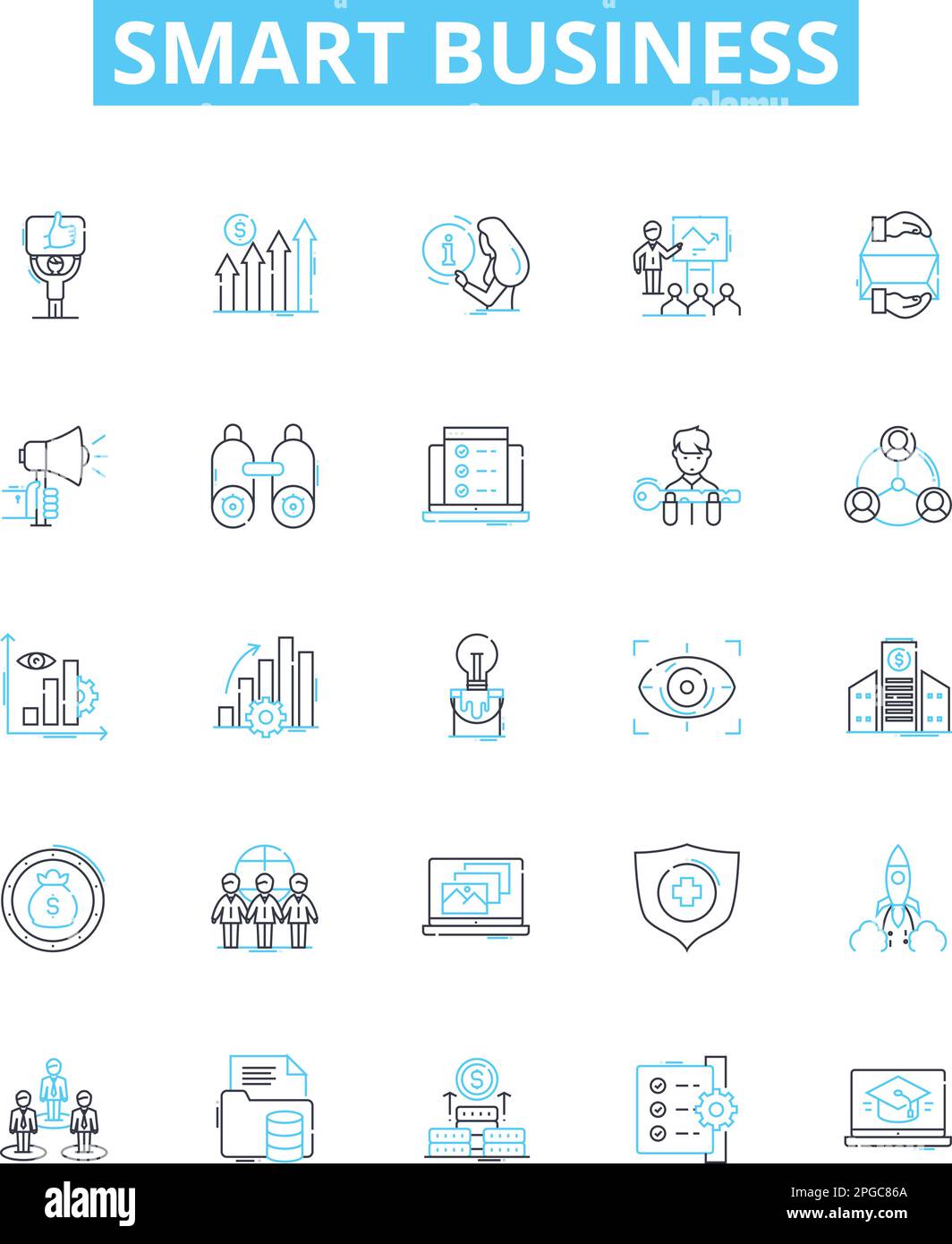 Smart business vector line icons set. Intelligent, Ninety-Seven ...