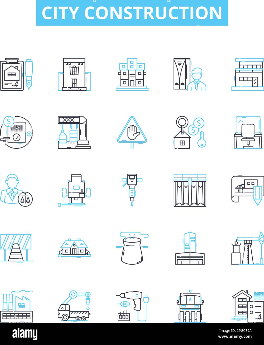 City construction vector line icons set. Urbanization, architecture ... City construction vector line icons set. Urbanization, architecture ...