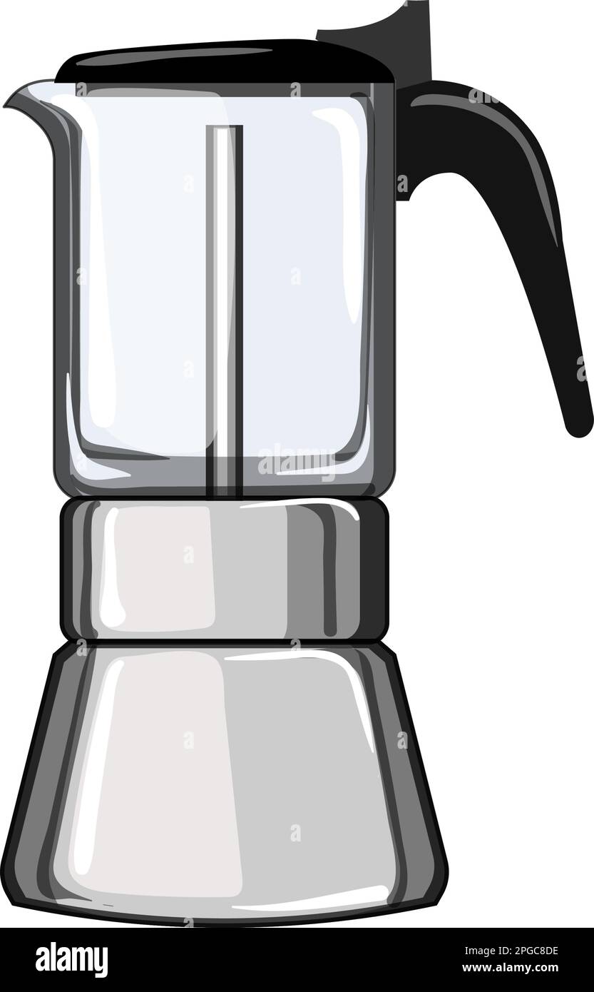 breakfast moka pot coffee cartoon vector illustration Stock Vector ...