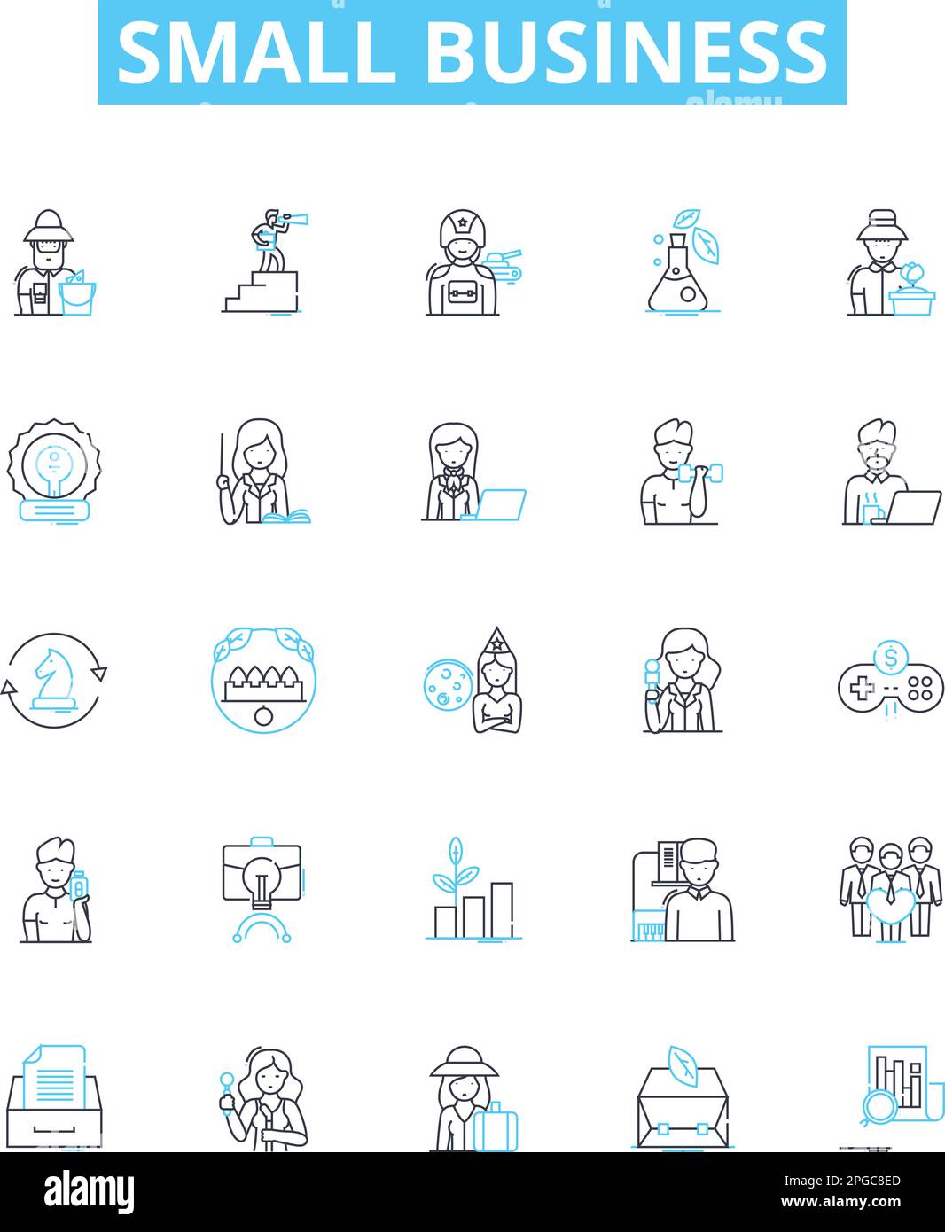 Small business vector line icons set. Small, business, entrepreneur ...