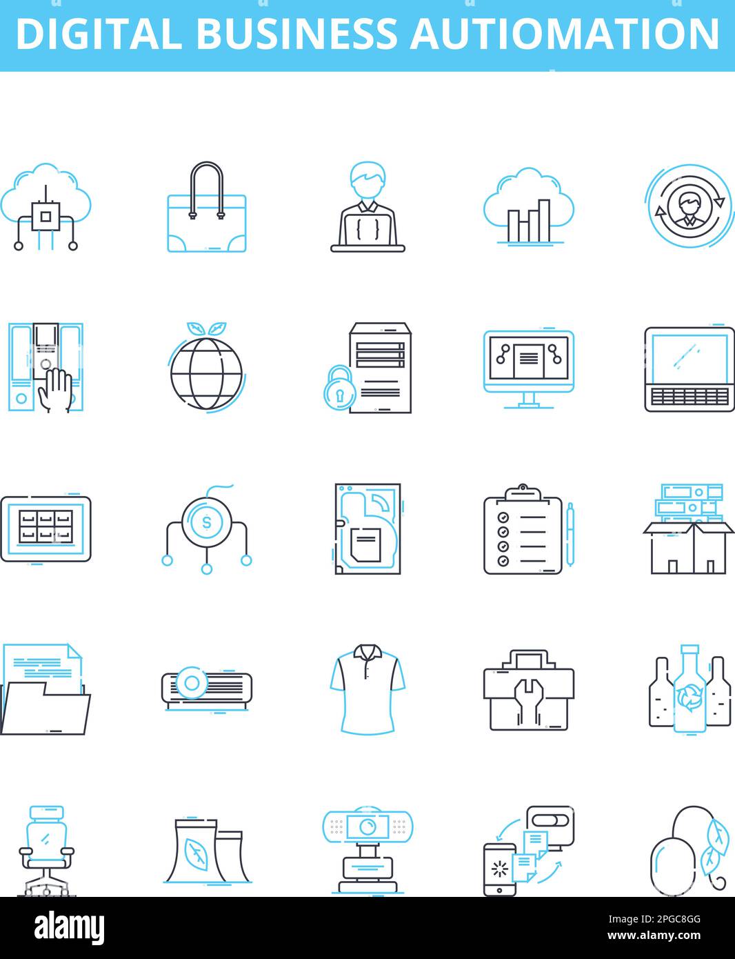 Digital business autiomation vector line icons set. Digital, Business ... Digital business autiomation vector line icons set. Digital, Business ...