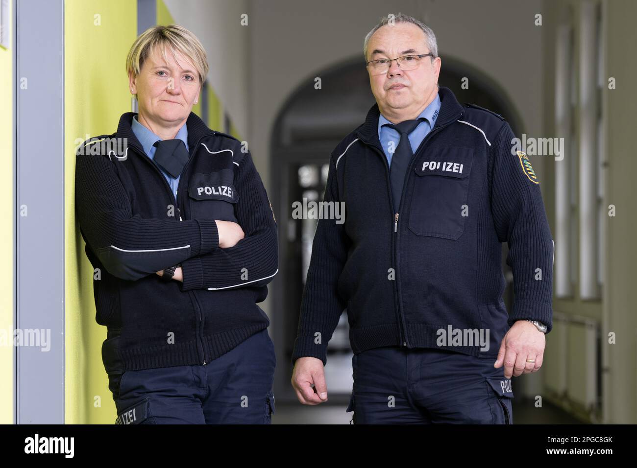 Dresden, Germany. 21st Mar, 2023. Police Captain Anja Göhler and Police ...
