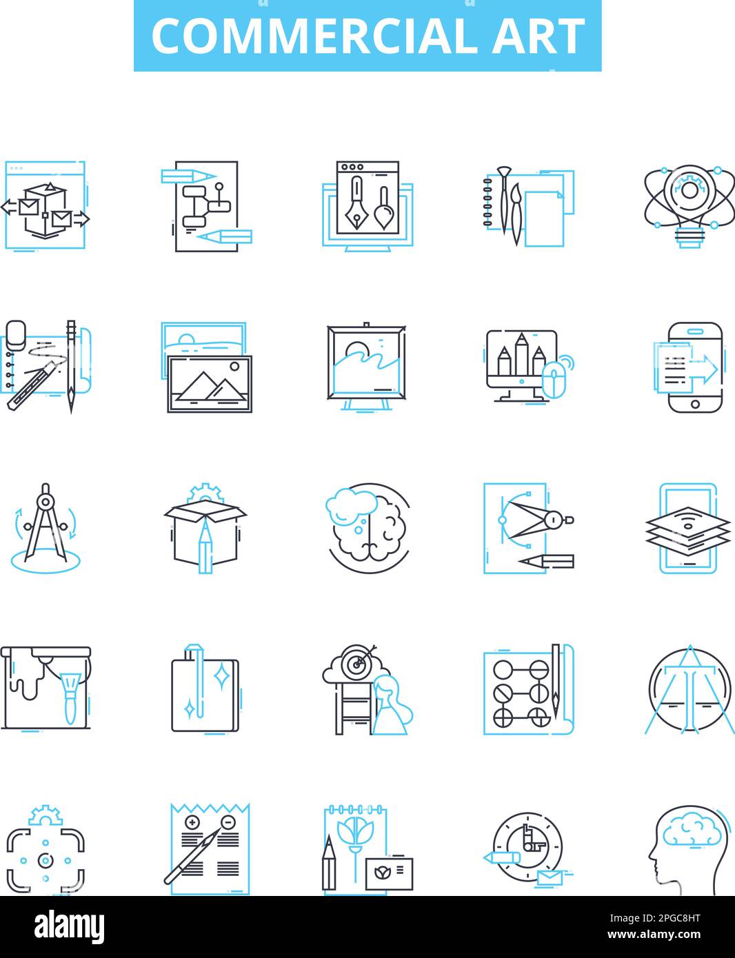 Commercial art vector line icons set. Advertising, Graphics ...