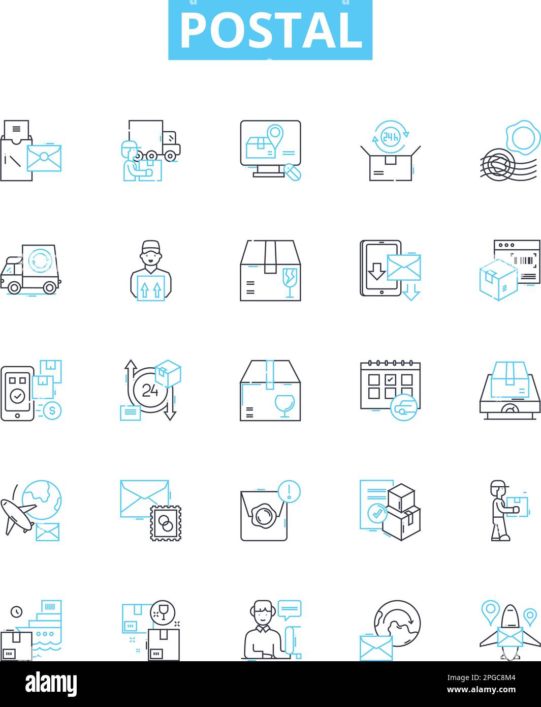 Postal vector line icons set. Postal, Mail, Carrier, Delivery, Stamp ...