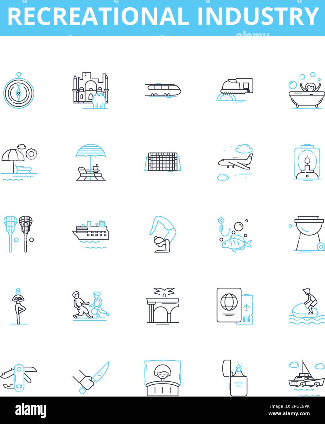 Recreational industry vector line icons set. Recreational, Industry ...