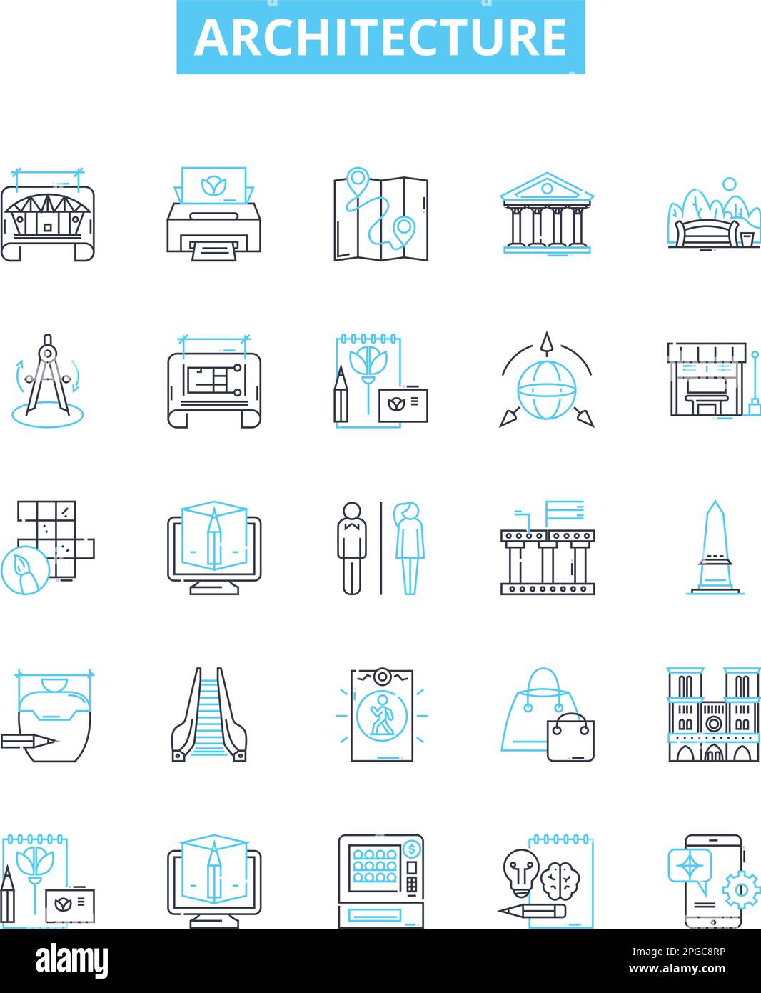Architecture Vector Line Icons Set Structure Design Facade Building 7865