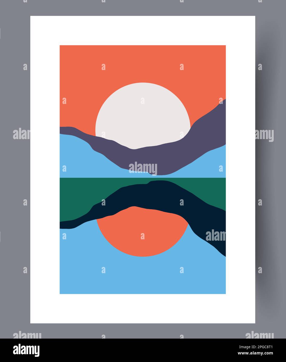 Landscape sunset sun nature wall art print Stock Vector Image & Art - Alamy