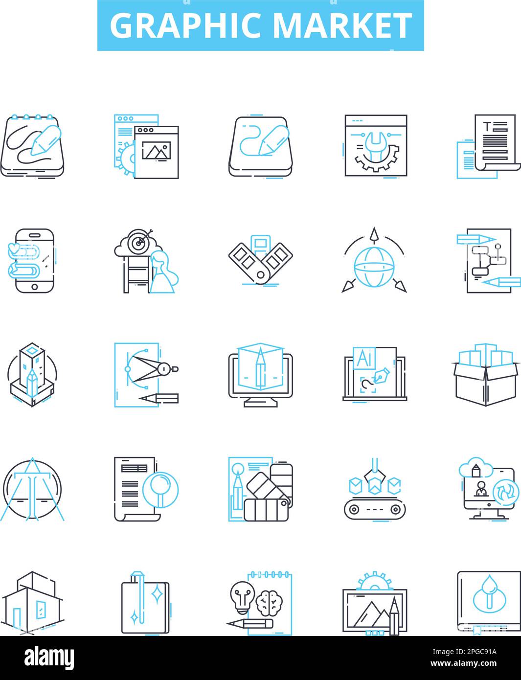 Graphic market vector line icons set. Graphic, Design, Market, Printing ...