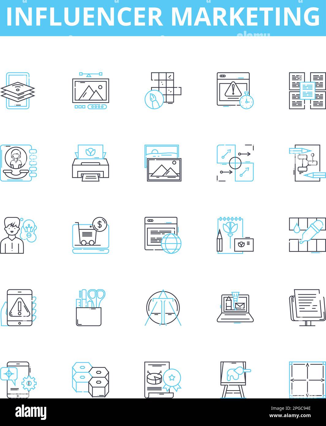 Influencer marketing vector line icons set. Influencer, Marketing ... Influencer marketing vector line icons set. Influencer, Marketing ...