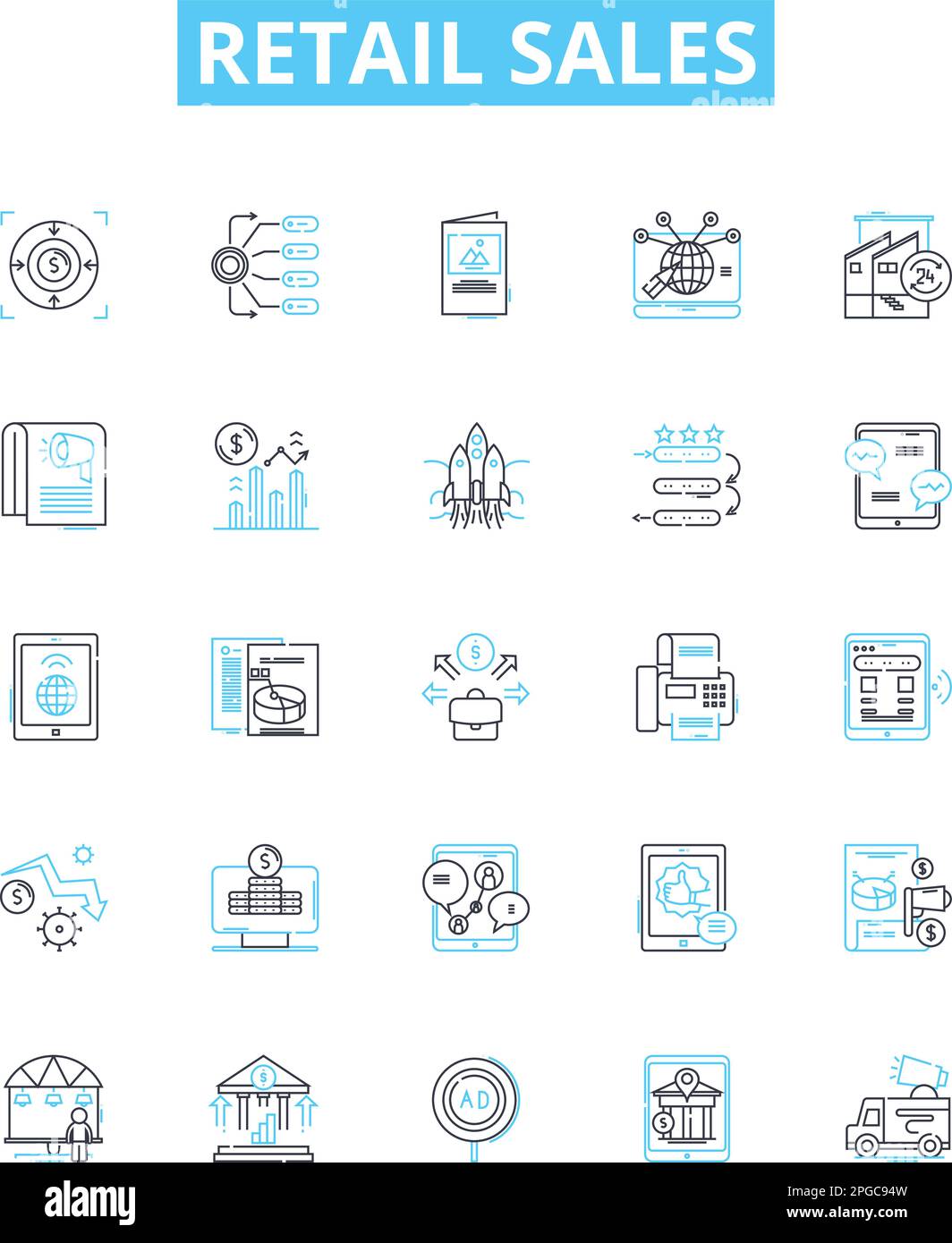 Retail sales vector line icons set. Retail, Sales, Merchandise ...