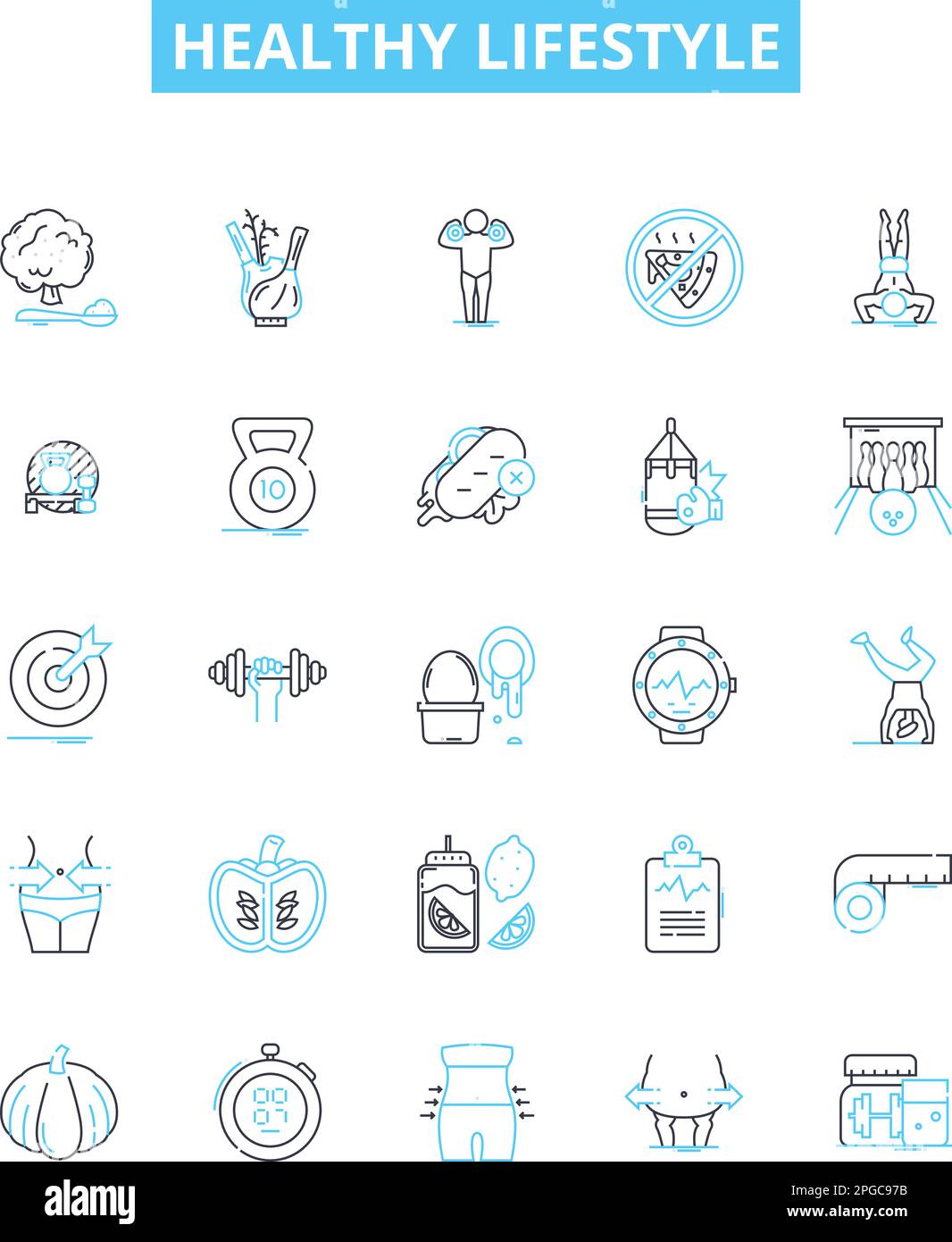 Healthy lifestyle vector line icons set. Exercise, Nutrition, Sleep ...