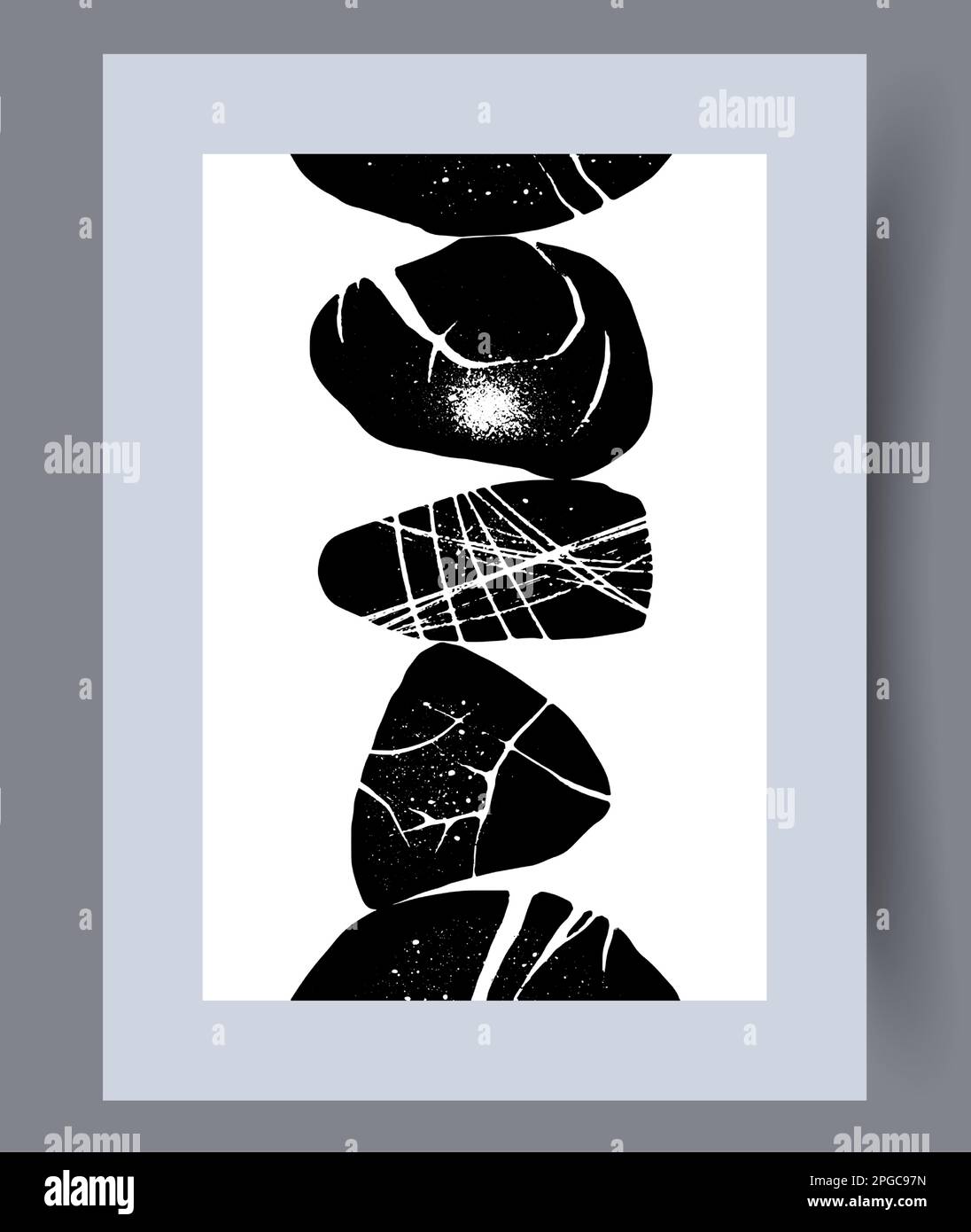 Abstract figures monochrome stones wall art print Stock Vector Image ...
