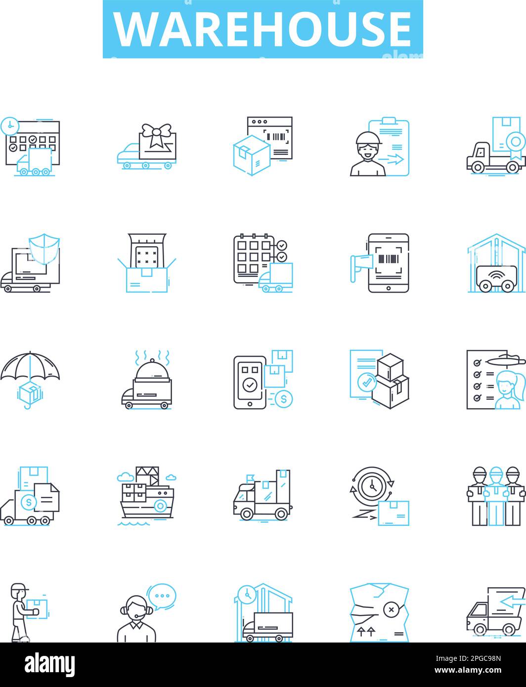 Warehouse vector line icons set. warehouse, storage, depot, facility ... Warehouse vector line icons set. warehouse, storage, depot, facility ...
