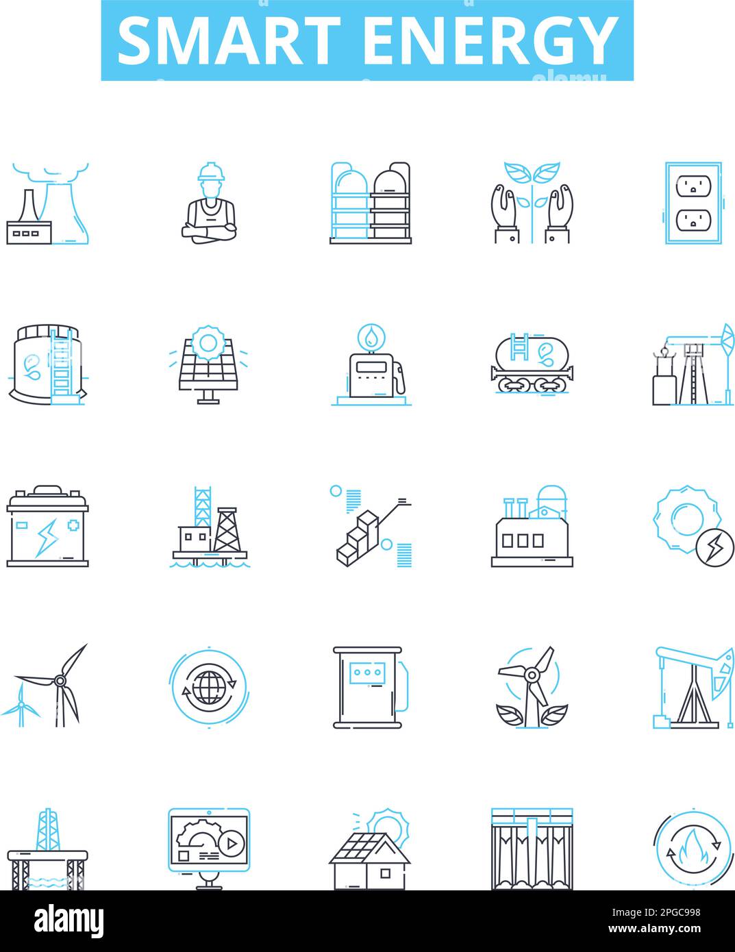 Smart Energy vector line icons set. Smart, Energy, Technologies ...