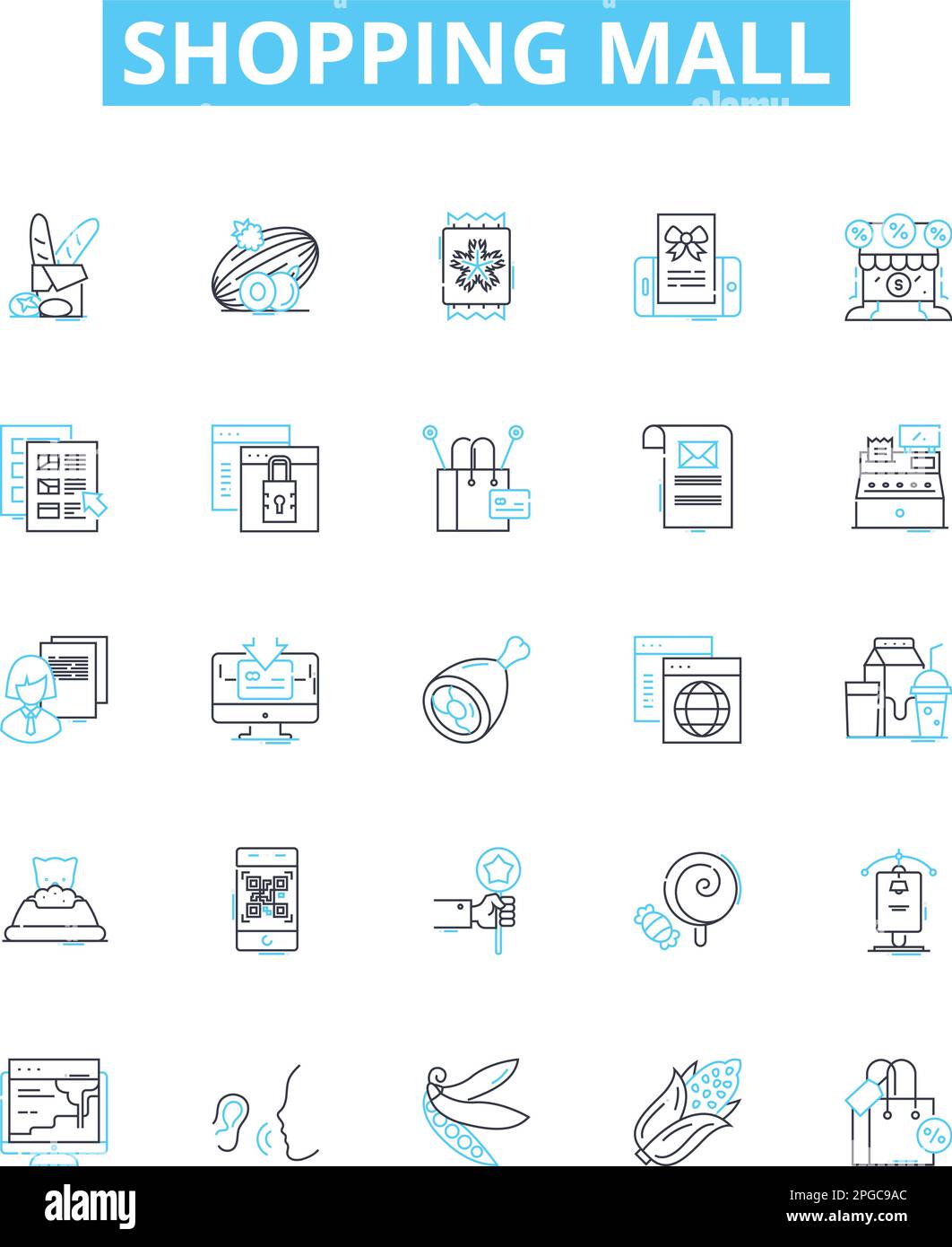 Shopping mall vector line icons set. Shopping, Mall, Store, Outlet ...