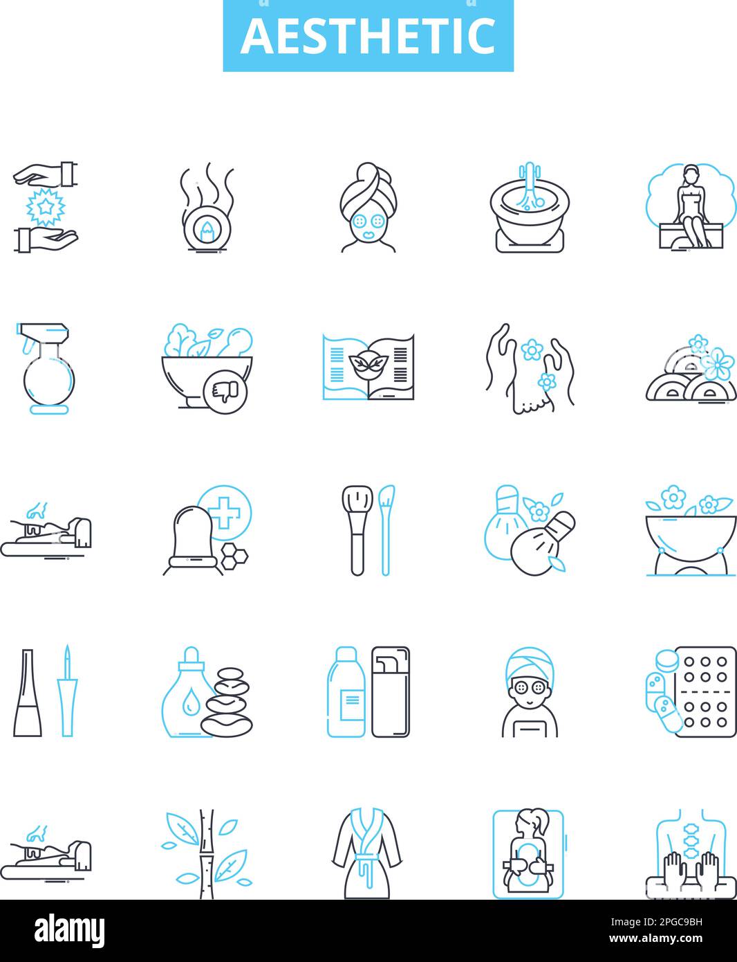Aesthetic vector line icons set. Beautiful, Pretty, Elegant, Artistic ...
