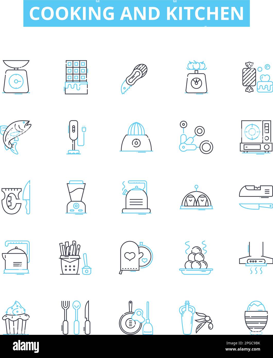 Cooking and kitchen vector line icons set. Cooking, Kitchen, Food ...