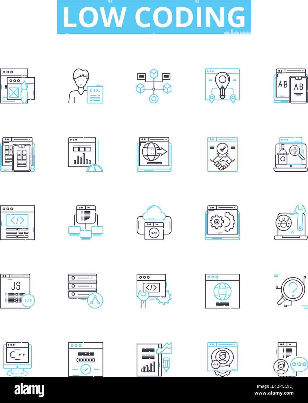 Low Coding Vector Line Icons Set No Code Visual Declarative Automation Platform