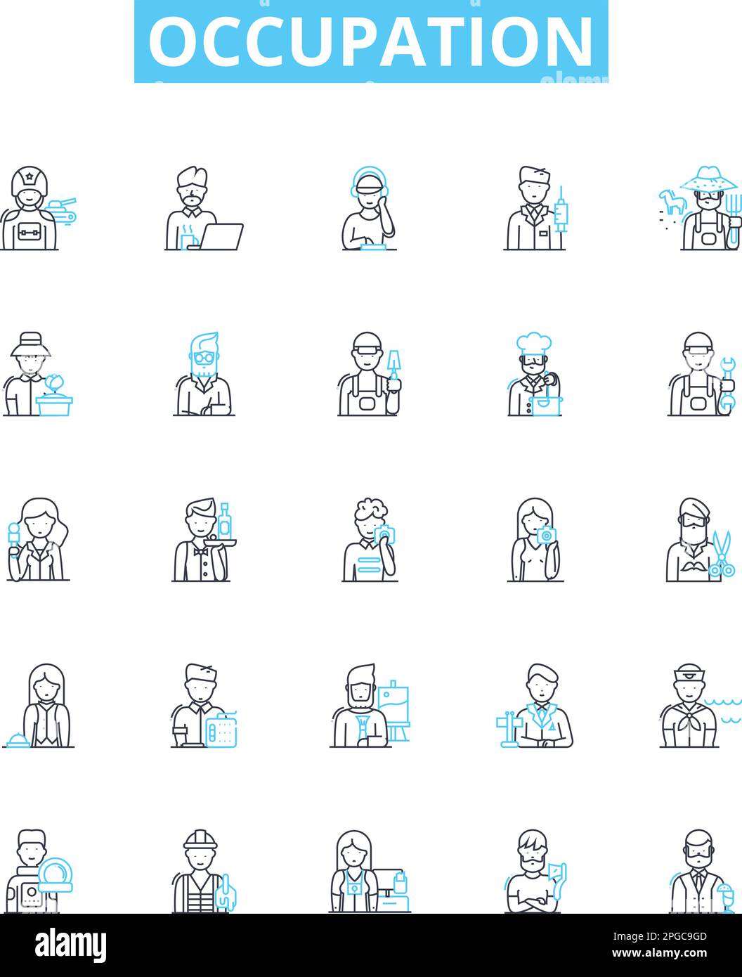 Occupation vector line icons set. Job, Work, Task, Profession, Post ...