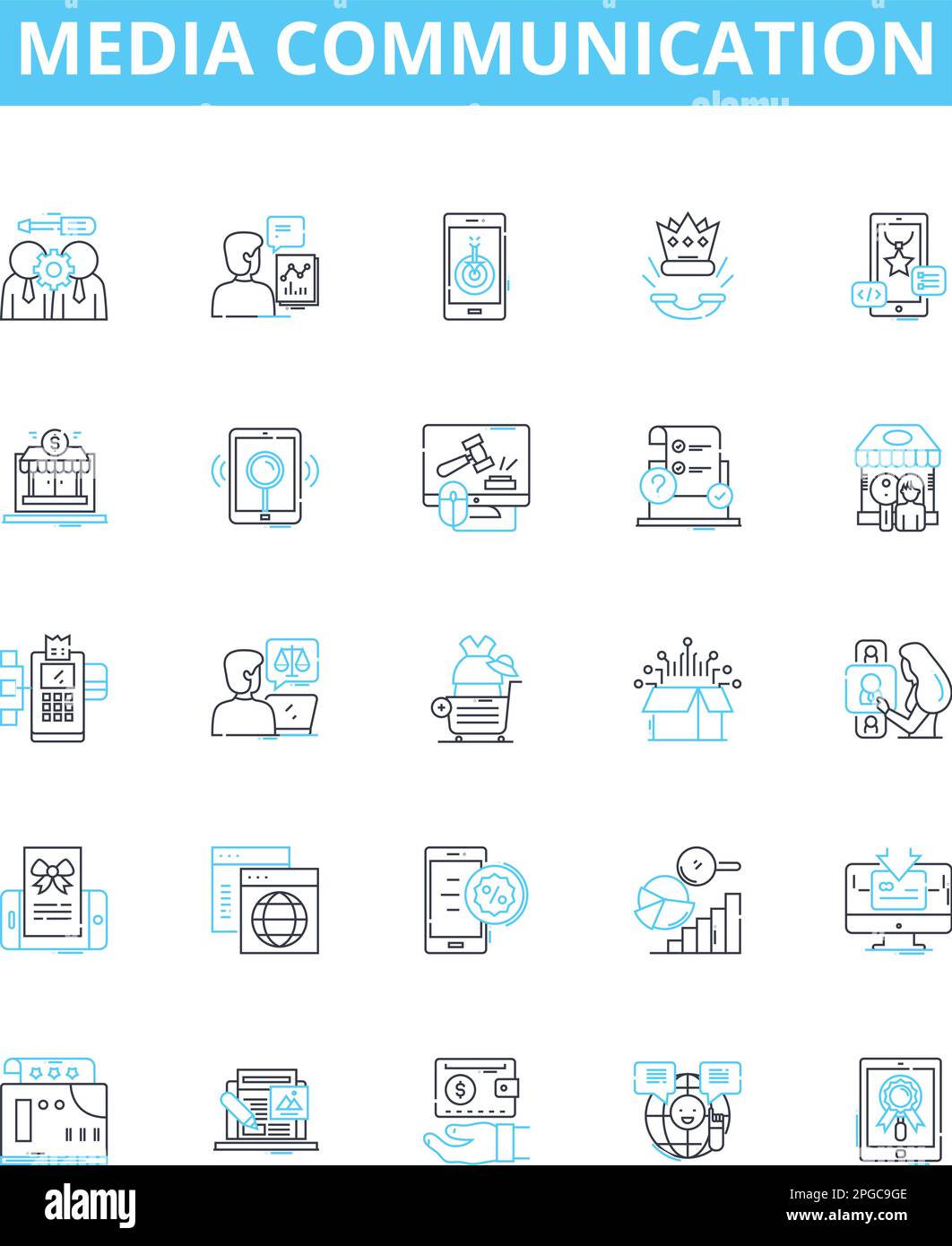 Media Communication Vector Line Icons Set Media Communication