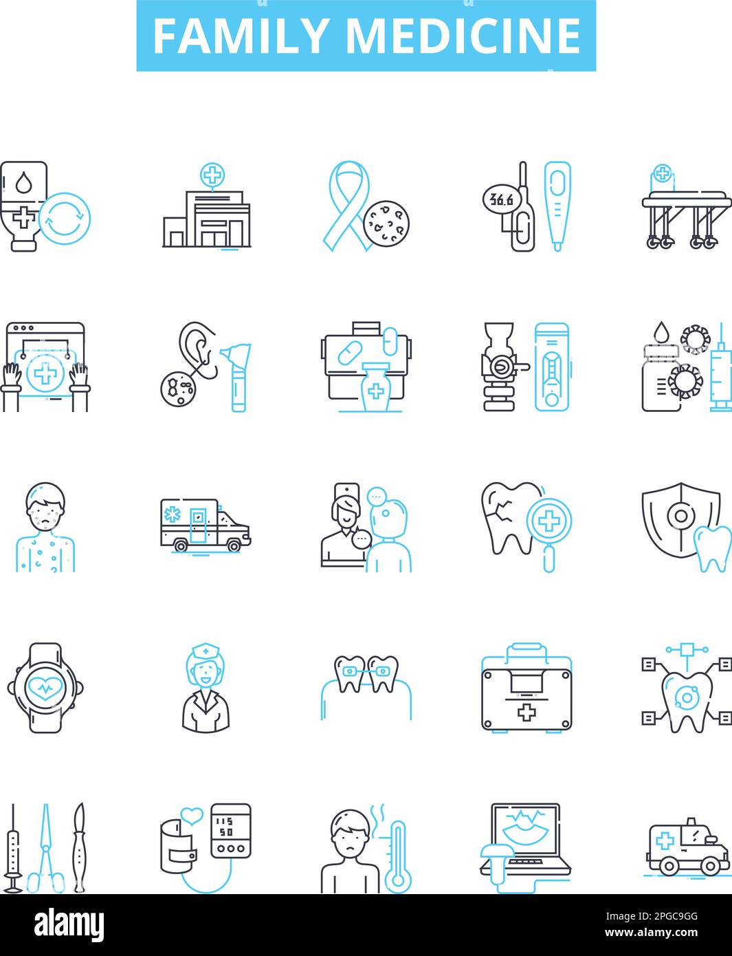 Family medicine vector line icons set. Family, Medicine, Pediatrics ...