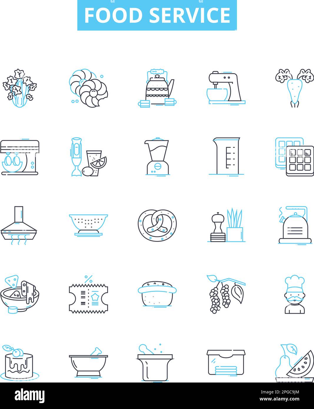 Food service vector line icons set. Catering, Dining, Banqueting ...