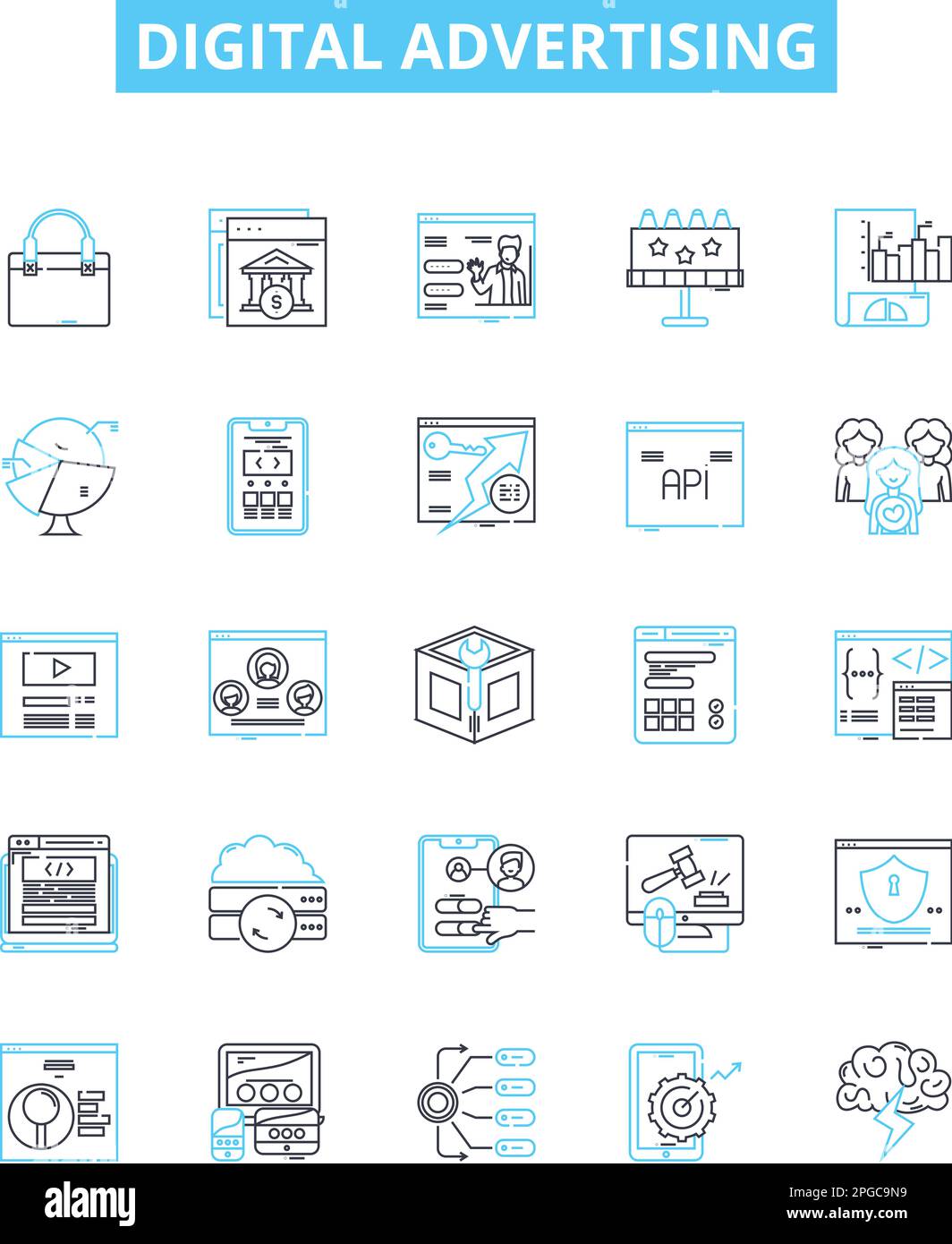 Digital advertising vector line icons set. Digital, Advertising, Online ...