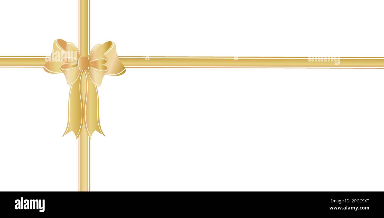 Gold bow and ribbon on gift box. Beautiful packaging for a gift and ...