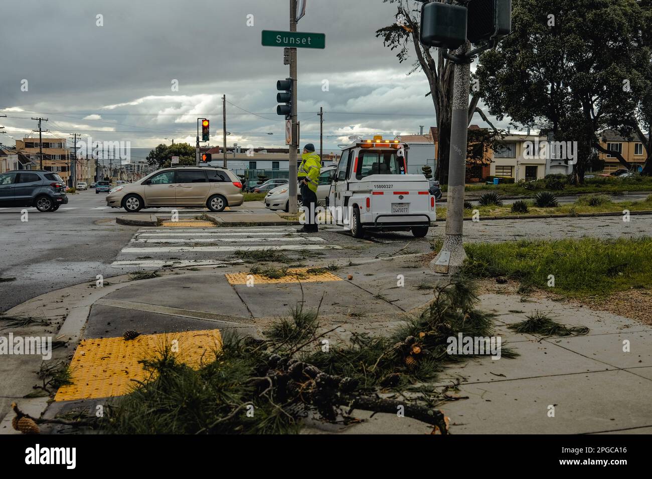 A view of a scene of destruction as a storm hits San Francisco, with ...